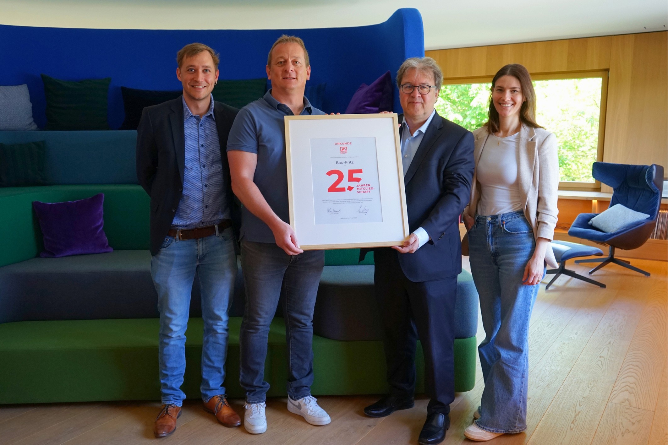 Baufritz für 25 Jahre BDF-Mitgliedschaft ausgezeichnet